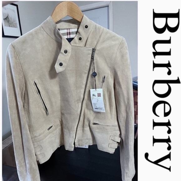 Burberry | Jackets & Coats | Burberry New Rare Goat Suede Leather Beige ...